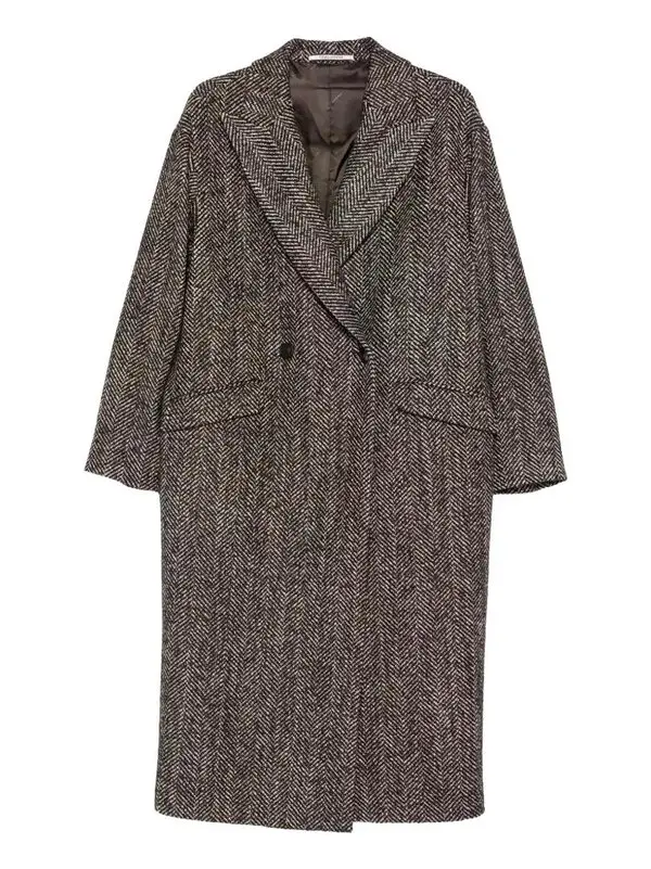 Tagliatore Linden Herringbone Double-breasted Coat - Brown