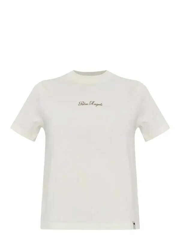 Palm Angels Logo-print Cotton T-shirt - Neutrals
