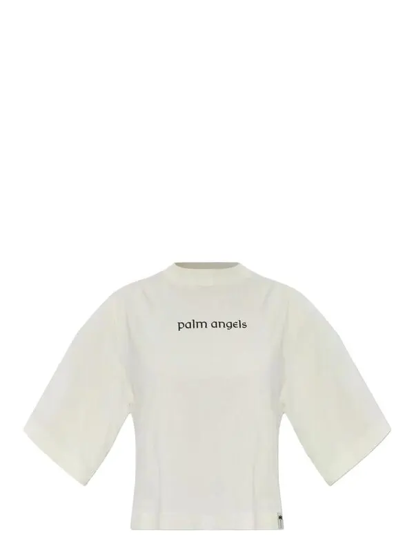 Palm Angels Logo-print Cropped T-shirt - Neutrals