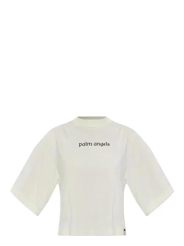 Palm Angels Logo-print Cropped T-shirt - Neutrals