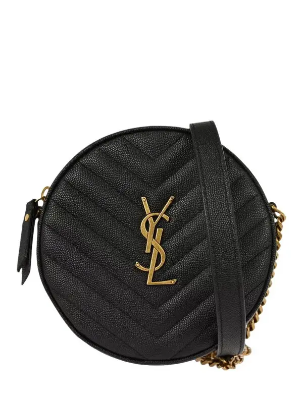 Saint Laurent Vinyle Chevron-quilted Shoulder Bag - Black