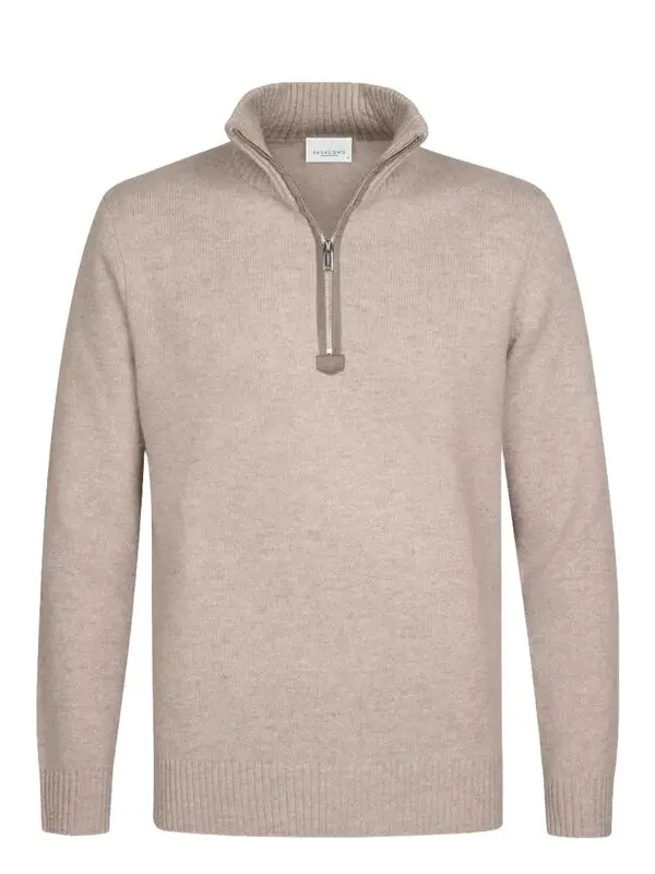 PROFUOMO Quarter-zip Ribbed-trim Sweater - Neutrals