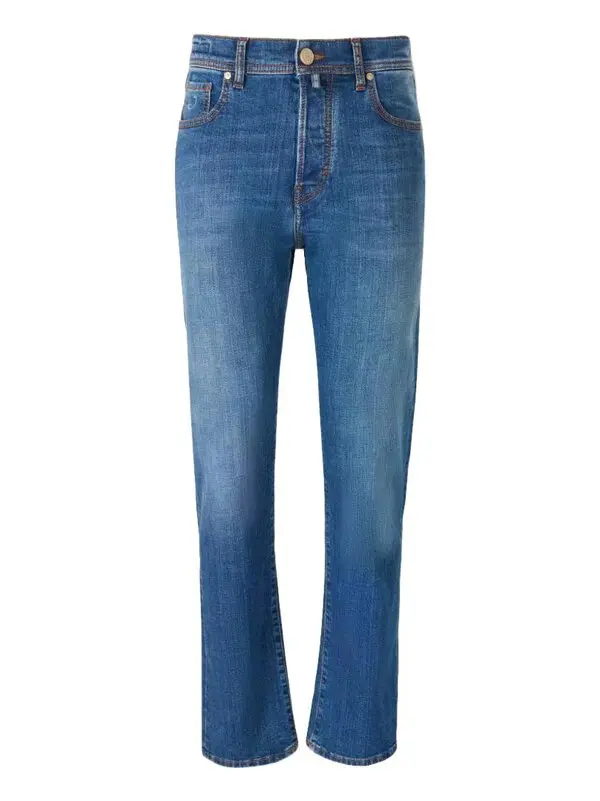 JACOB COHЁN Logo-patch Whiskered Jeans - Blue