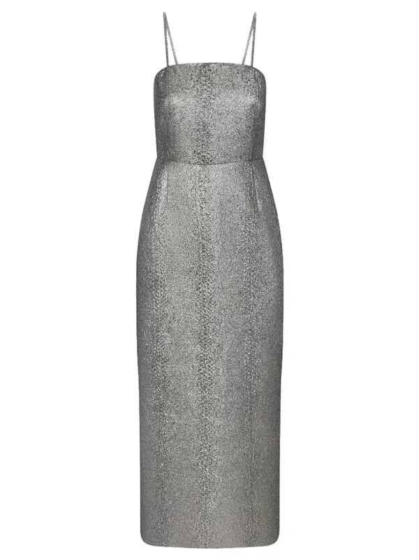 SIMONMILLER Verdelle Metallic Midi Dress - Silver
