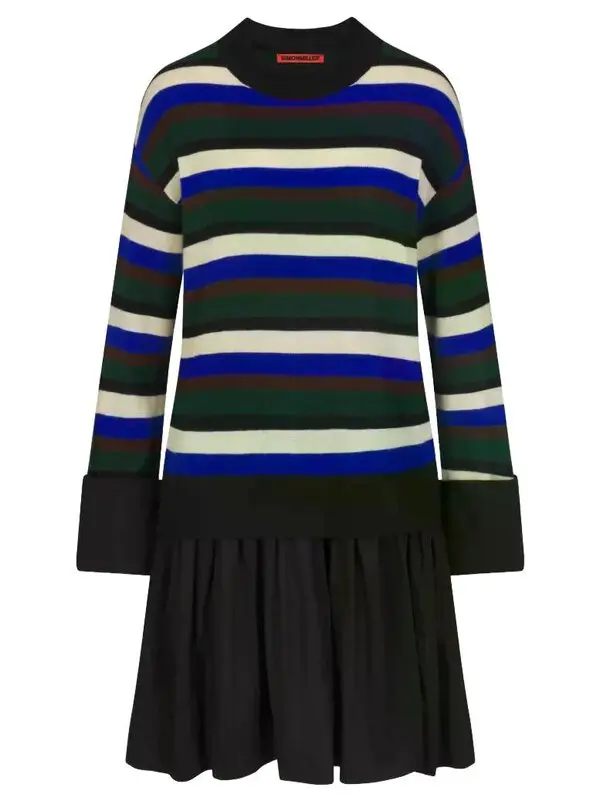 SIMONMILLER Pip Poplin Striped Midi Dress - Black