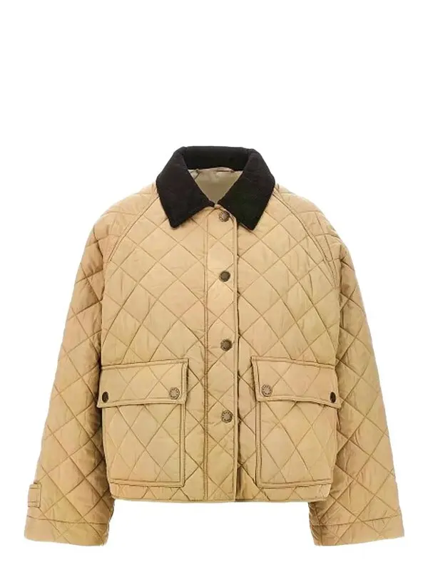 Max Mara Quilted Corduroy-collar Jacket - Neutrals