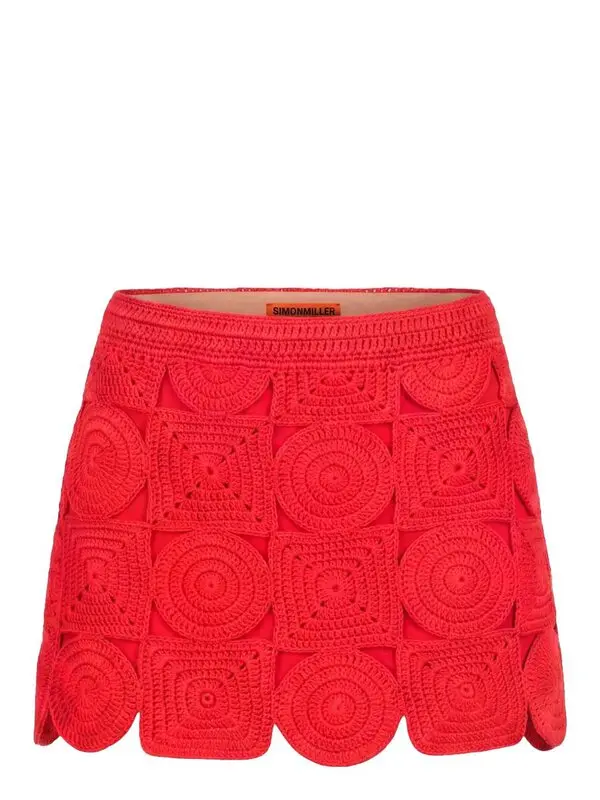 SIMONMILLER Beep Beep Crochet-knit Mini Skirt - Red
