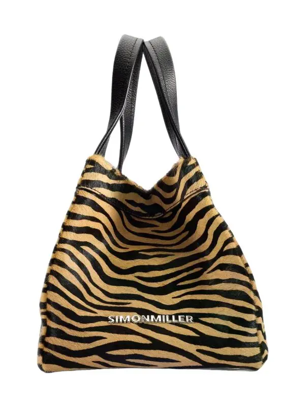 SIMONMILLER Quad Zebra-print Haircalf Mini Bag - Neutrals