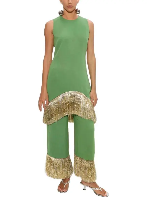 SIMONMILLER Nella Fringe-trim Trousers - Green