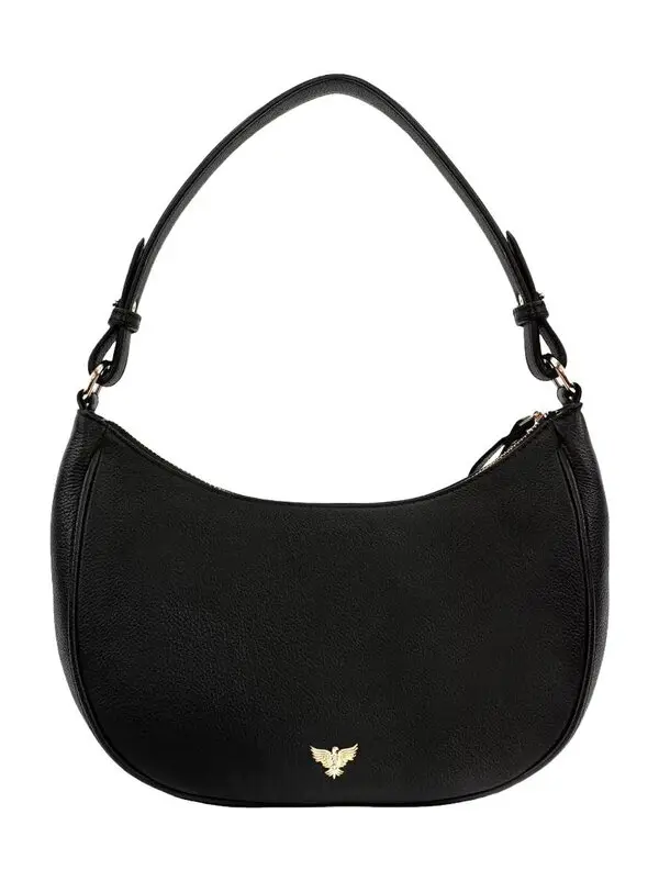 APATCHY LONDON Lucy Crescent Leather Tote Bag - Black
