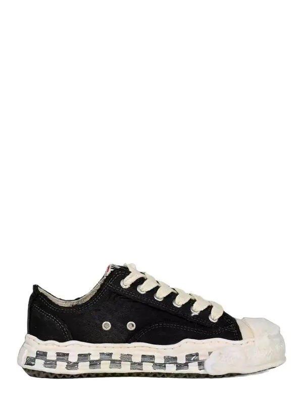 Mihara Yasuhiro Hank Og Graffiti-check Sole Canvas Low-top Sneakers - Black