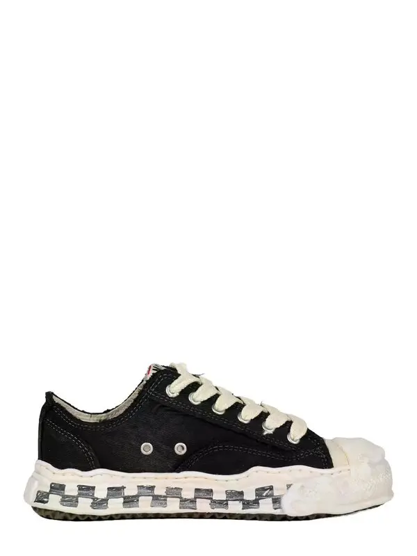 Mihara Yasuhiro Hank Og Graffiti-check Sole Canvas Low-top Sneakers - Black