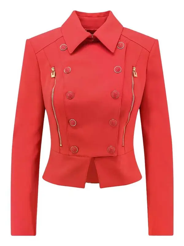 Elisabetta Franchi Double-breasted Peplum Jacket - Red
