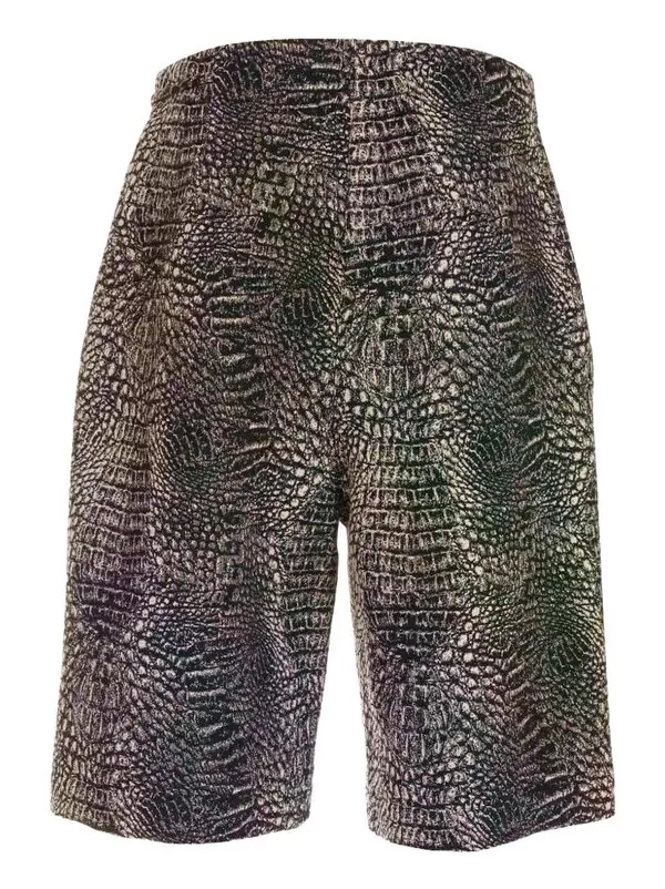 Just Cavalli Crocodile-effect High-waisted Shorts - Black