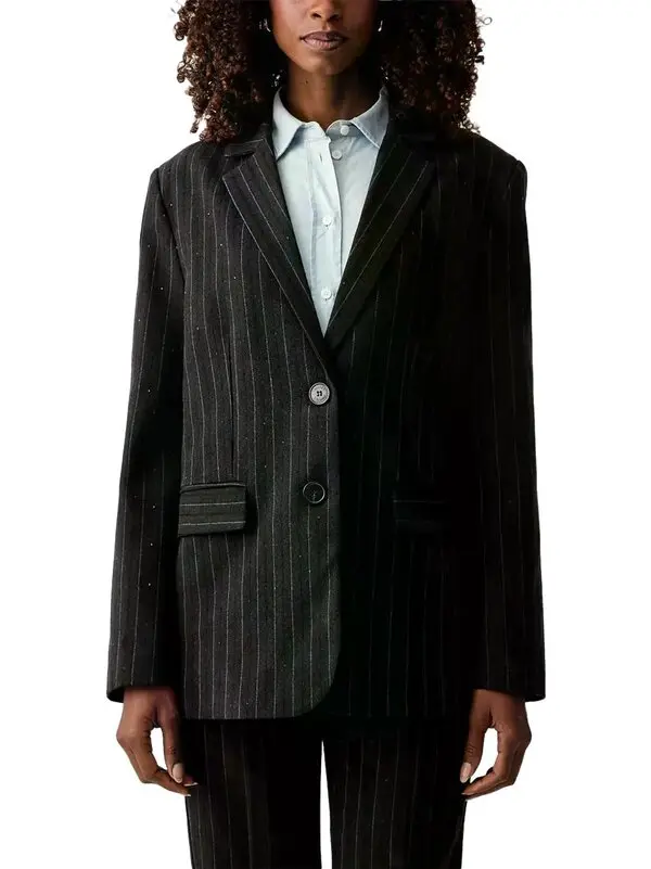 TWINSET Pinstripe Sequin-embellished Blazer - Black