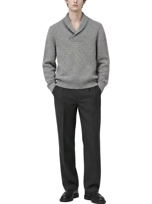 SOSHIOTSUKI Waffle-knit Shawl-collar Sweater - Grey