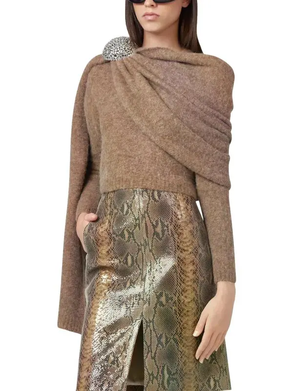 Giuseppe Di Morabito Crystal-embellished Draped Sweater - Brown