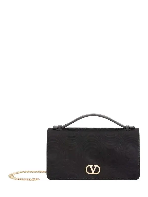 Valentino Garavani Vlogo Signature Moiré Shoulder Bag - Black
