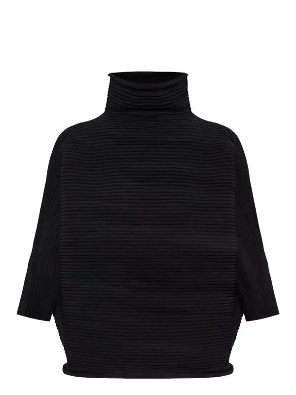 Issey Miyake Zig Zag Pleated High-neck Blouse - Black