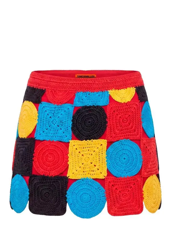 SIMONMILLER Beep Beep Crochet-patchwork Mini Skirt - Red