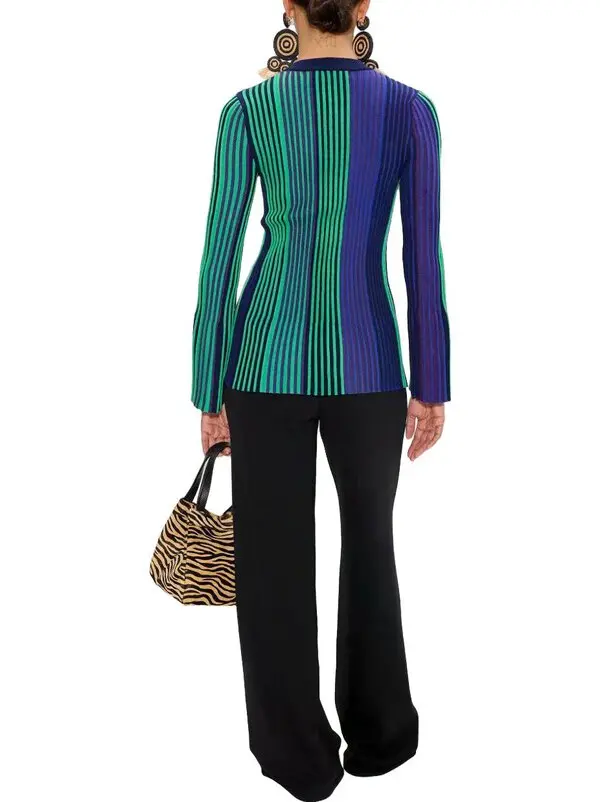 SIMONMILLER Misha Ribbed-knit Cardigan - Blue