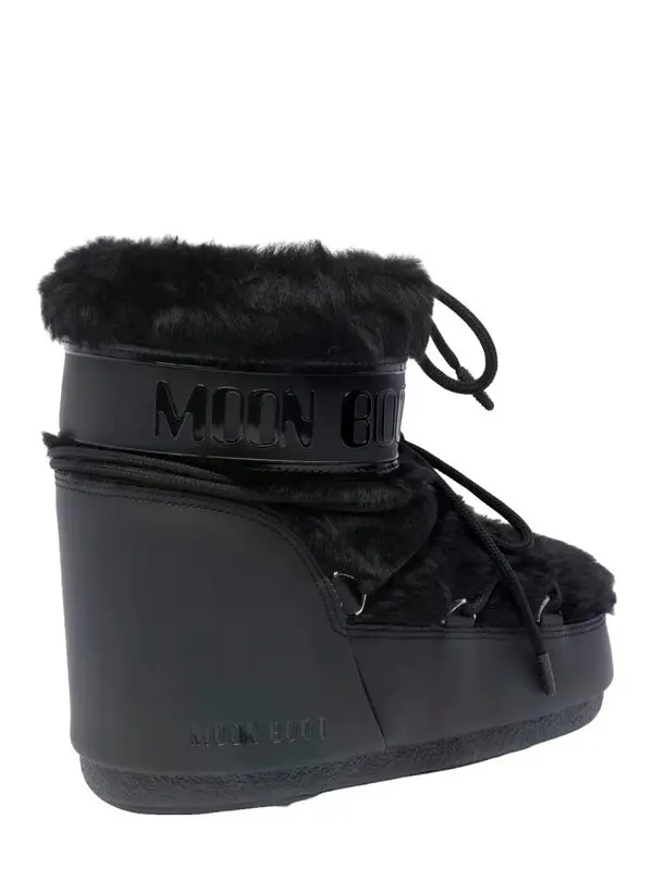 Moon Boot Faux-fur Lace-up Boots - Black