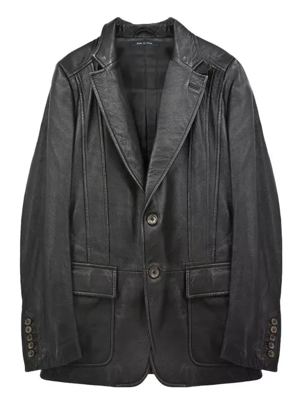 Gucci Single-breasted Leather Jacket - Black