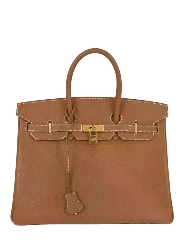Hermès 2002 35 Birkin Courchevel Leather Tote Bag - Brown