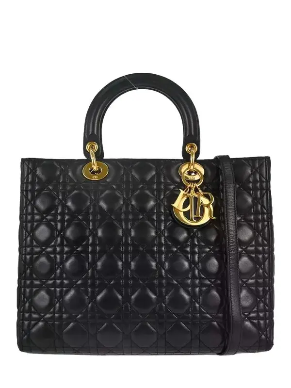 Dior 1999 Large Lady Cannage Handbag - Black