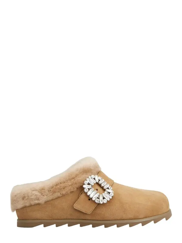 ROGER VIVIER Slidy Viv' Mules In Suede - Camel