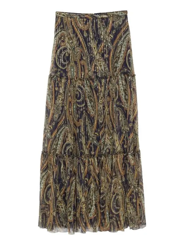 Etro Printed Silk Long Skirt - Multicolor