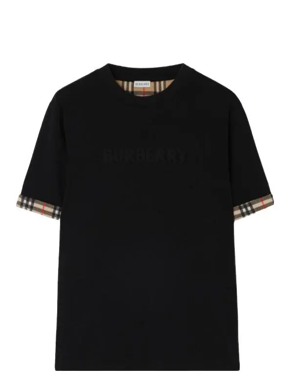 Burberry Check Trim Cotton T-shirt - Black