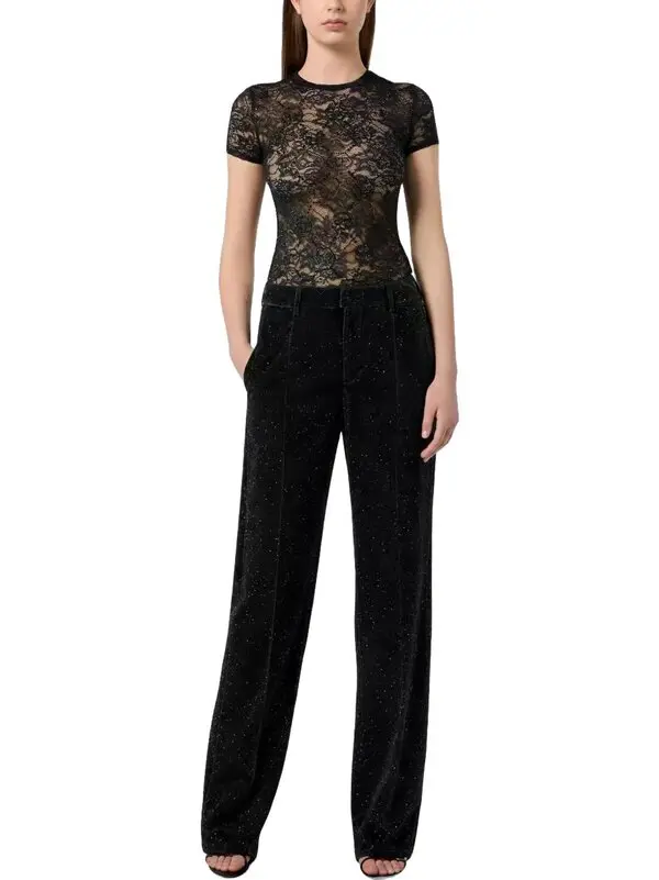 Philipp Plein Straight-fit Glitter Trousers - Black