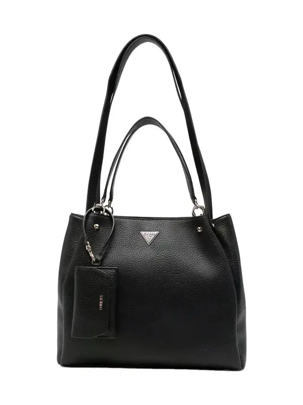 Guess Logo-plaque Pebbled Tote Bag - Black