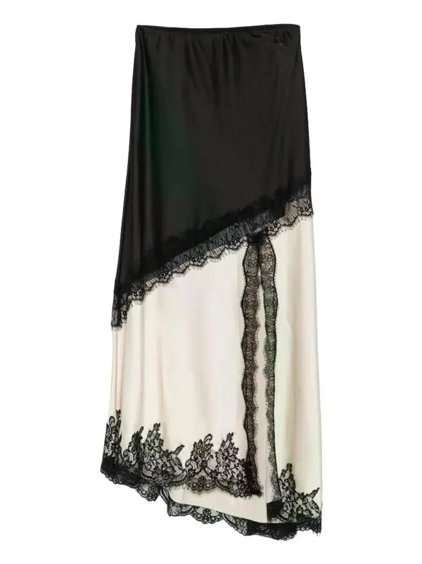 PAPER LACE Lace-trim Panelled Skirt - Neutrals