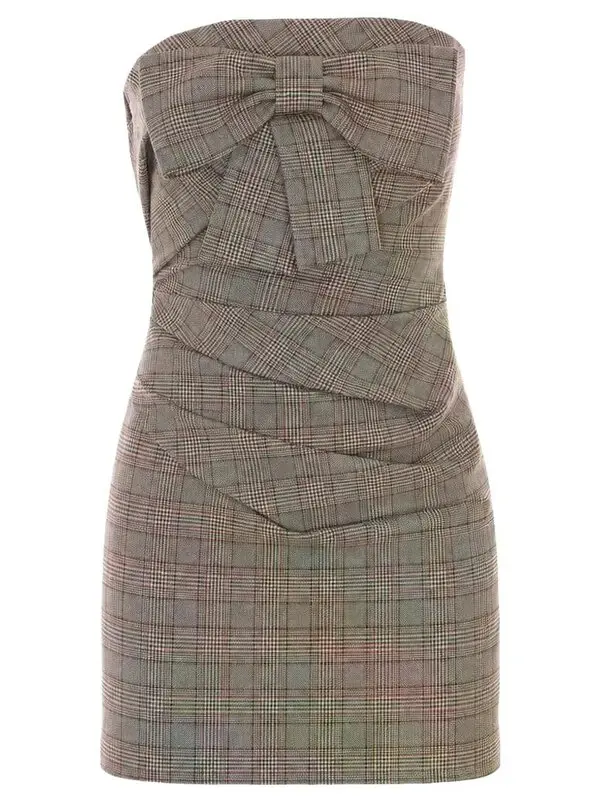 ANIYE BY Cleo Bow-detail Checked Dress - Brown