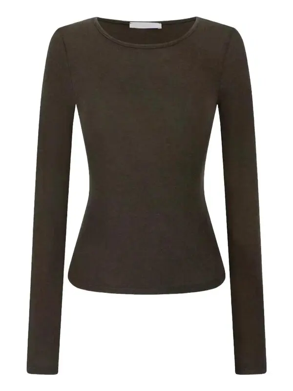 AMOMENTO Round-neck Long-sleeve T-shirt - Brown