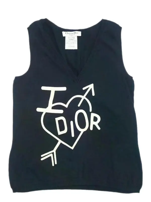 Dior 2005 Heart Arrow V-neck Tank Top - Blue