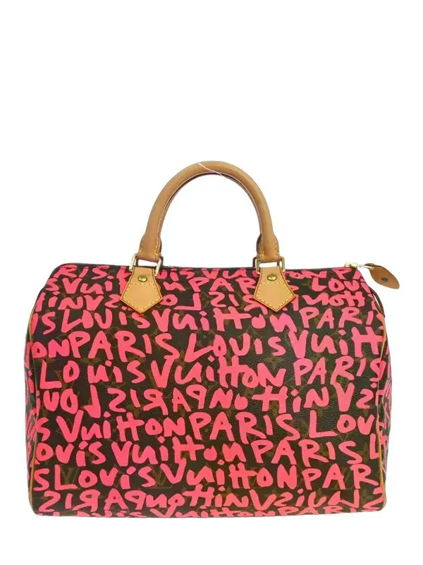 LOUIS VUITTON 2008 Monogram Graffiti Speedy Tote Bag - Brown