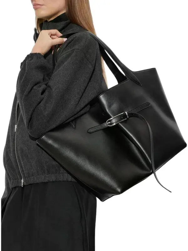 LIFFNER Buckle-detail Leather Tote Bag - Black