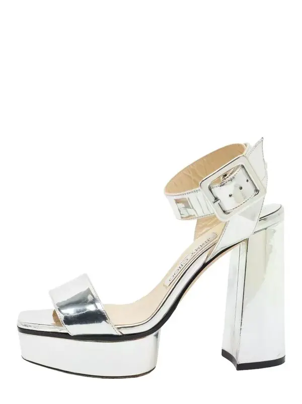 JIMMY CHOO Gaia Platform Sandals - Silver
