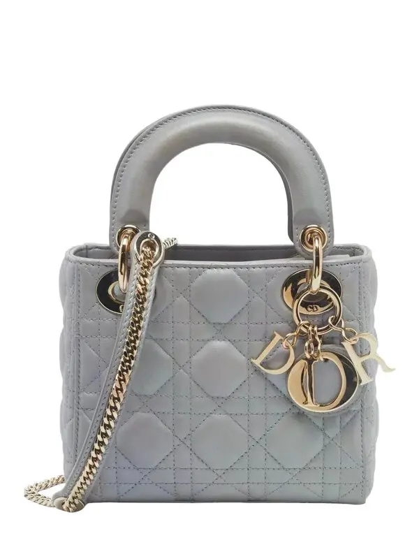 Dior 2023 Mini Lady Cannage Tote Bag - Grey