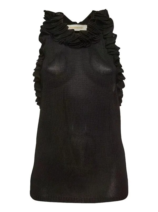 Zimmermann Matchmaker Ruffled Tank Top - Black
