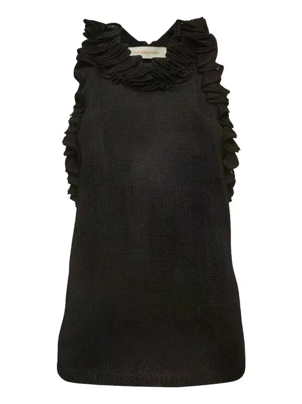 Zimmermann Matchmaker Ruffled Tank Top - Black