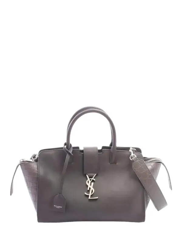 Saint Laurent 2010s Downtown Cabas Crocodile-embossed Handbag - Grey