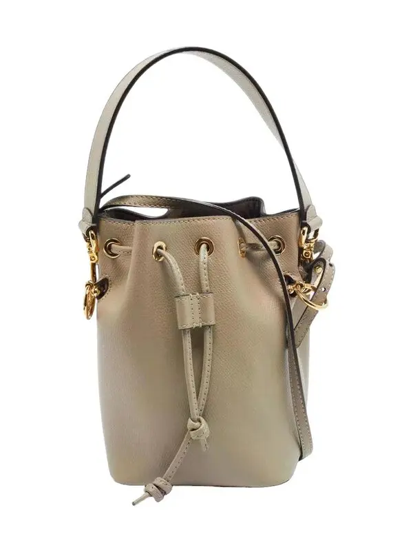 Fendi 2021 Mini Mon Tresor Leather Bucket Bag - Neutrals