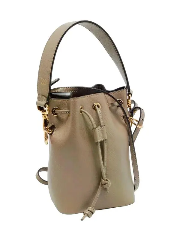Fendi 2021 Mini Mon Tresor Leather Bucket Bag - Neutrals