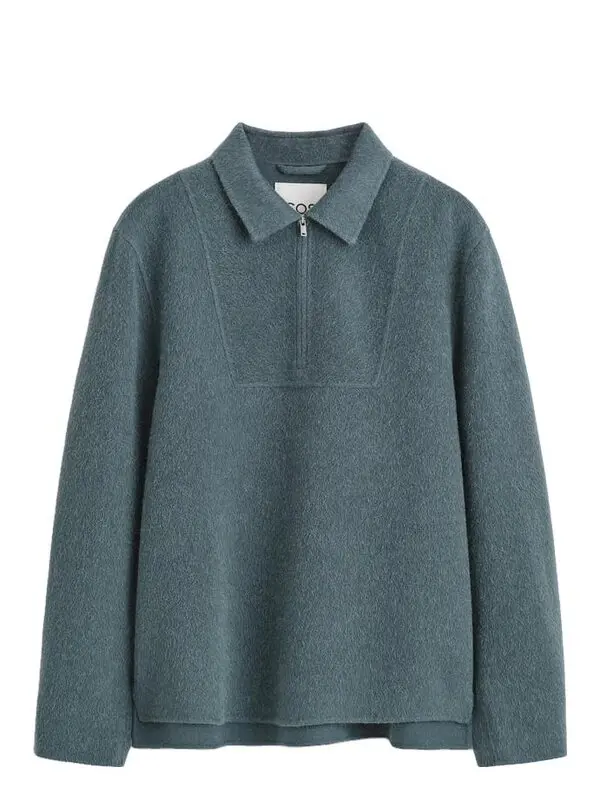 Cos Double-faced Wool-blend Zip-up Overshirt - Turquoise