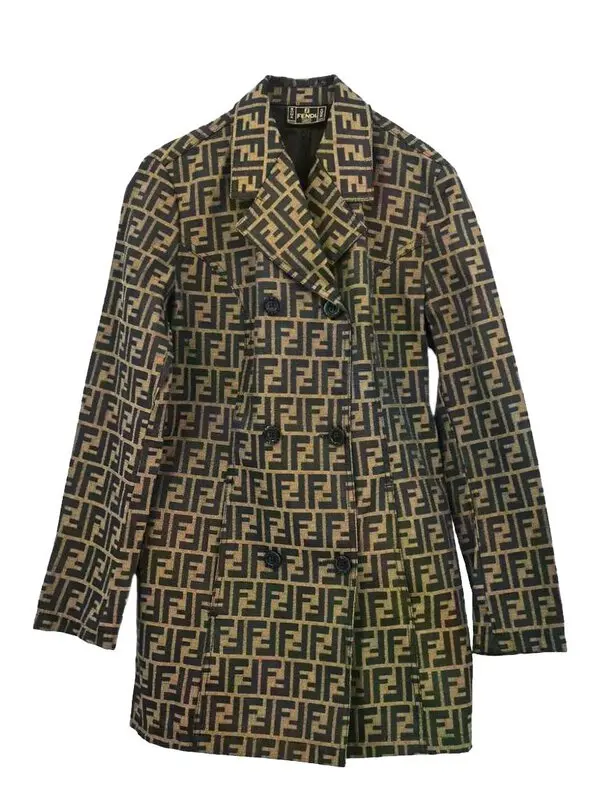 Fendi Zucca Double-breasted Coat - Black