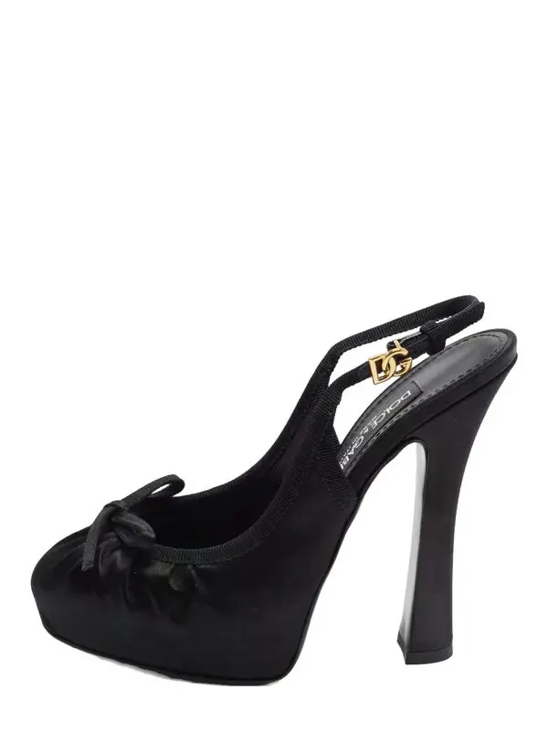 Dolce & Gabbana Vally Bow-detail Slingback Platform Pumps - Black